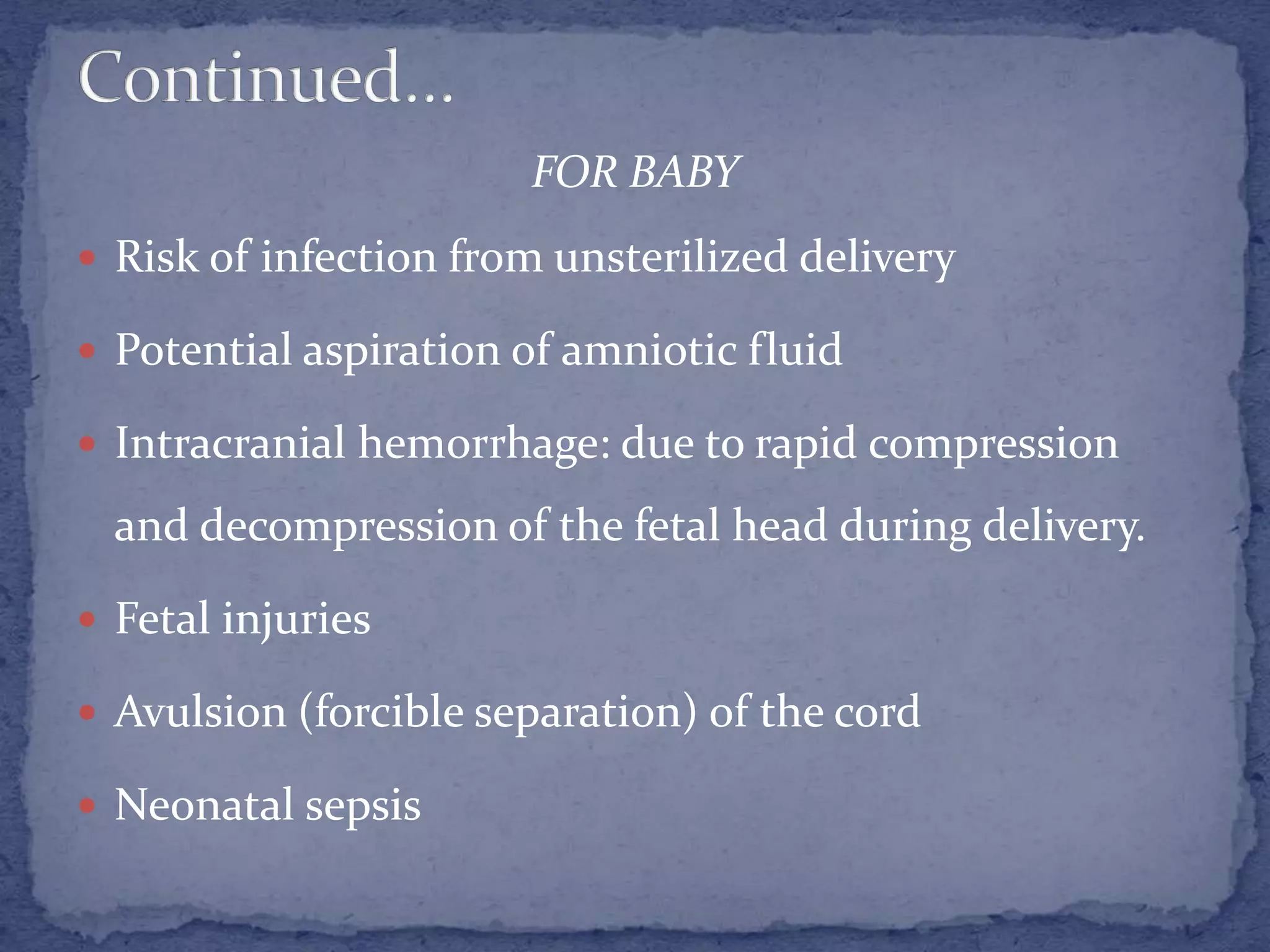 Disorders of uterine contraction, precipitate labor, premature labor ...