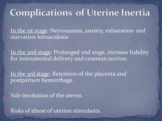 Disorders of uterine contraction, precipitate labor, premature labor ...