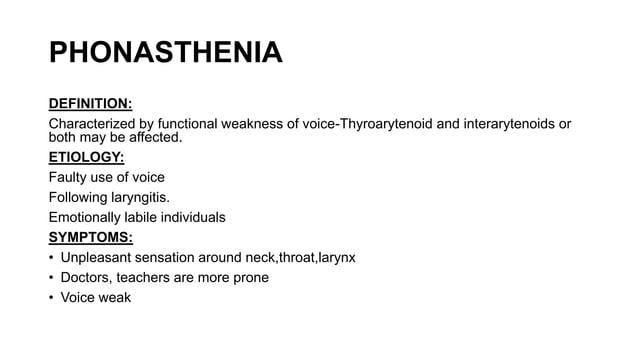DISORDERS OF VOICE.pptx | Ear, Nose and Throat Conditions | Diseases ...