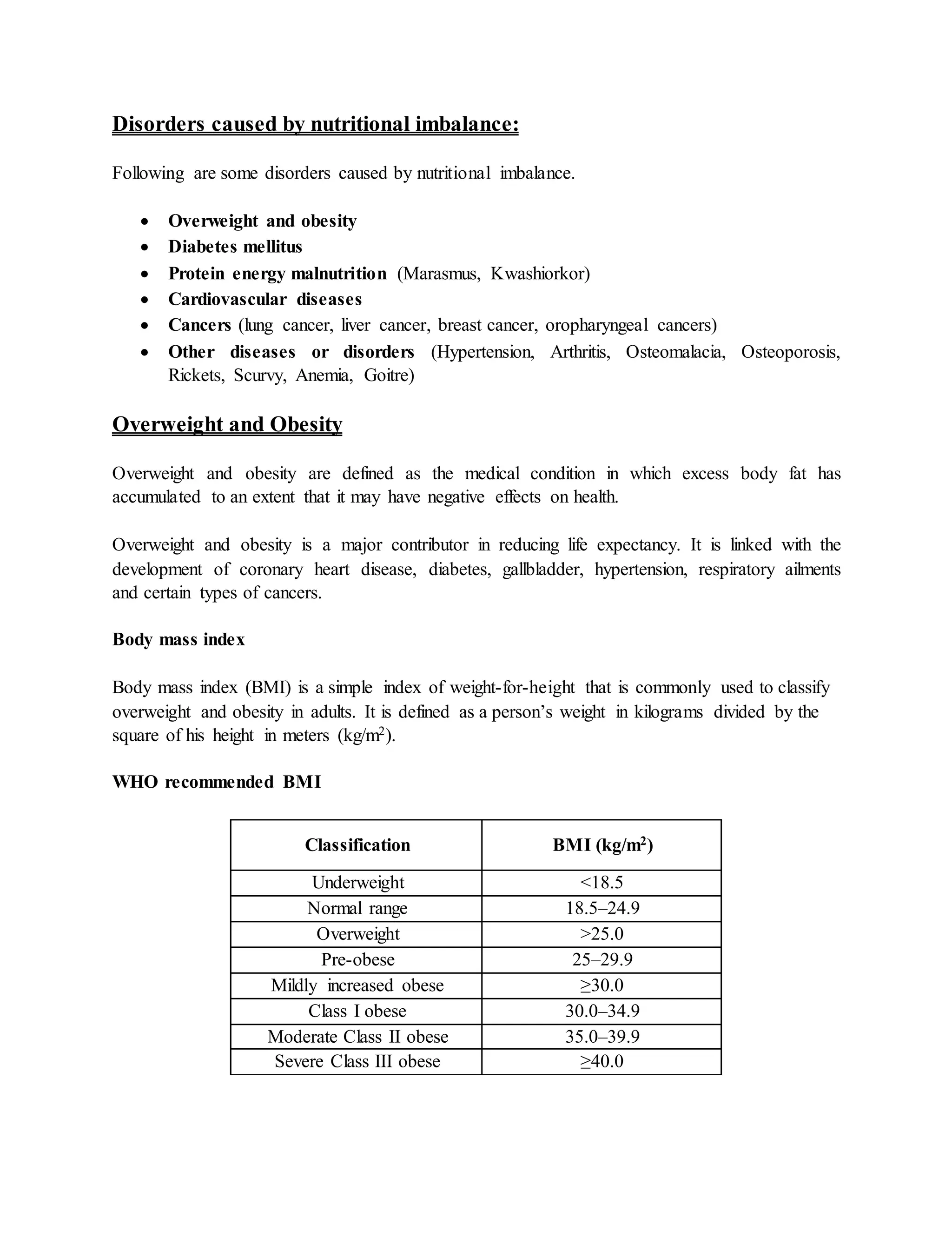 Disorders related to nutritional imbalance | DOCX