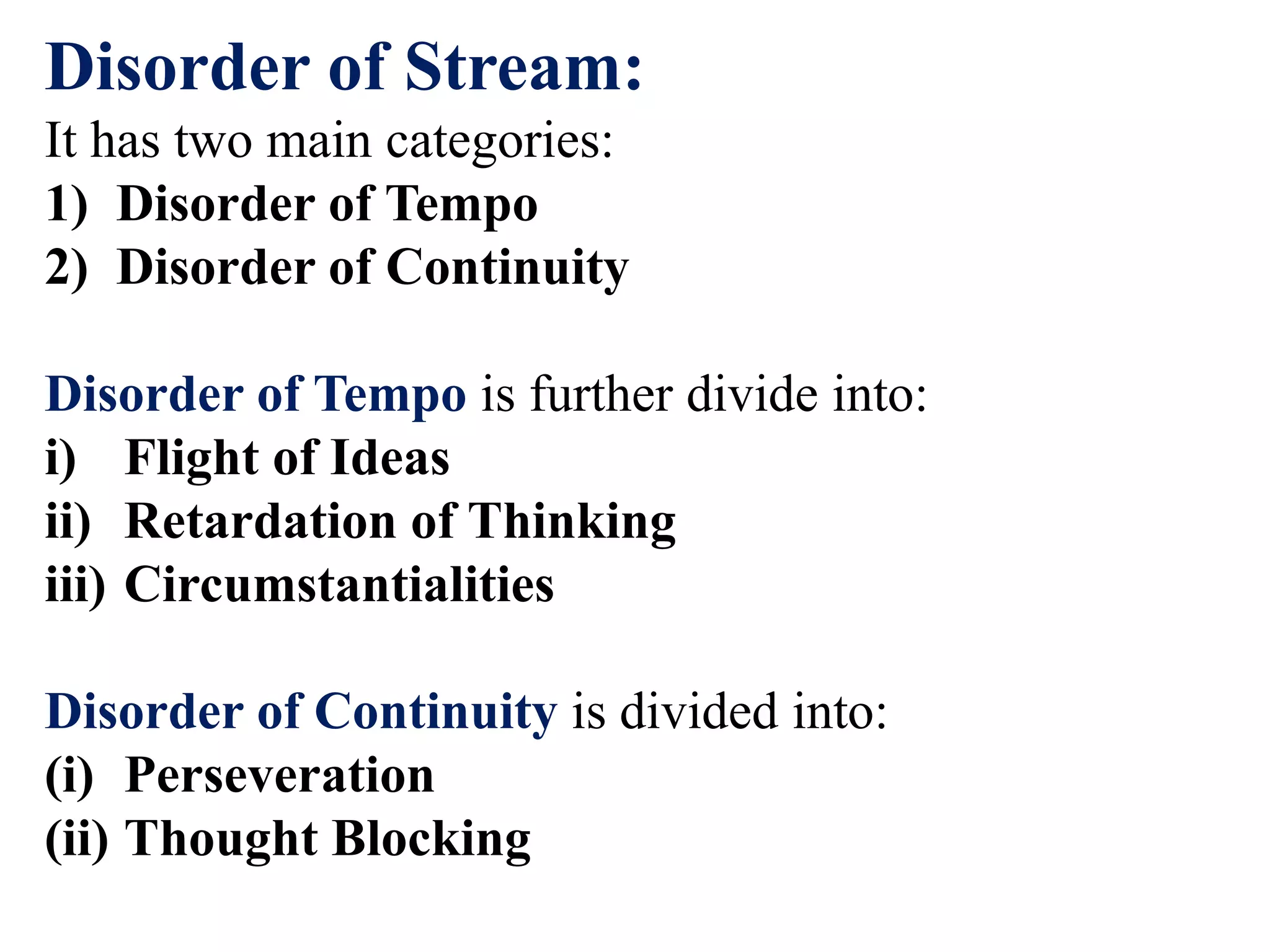 Disorders Stream of Thought | PPTX
