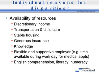 Population disparities in health & health care | PPT