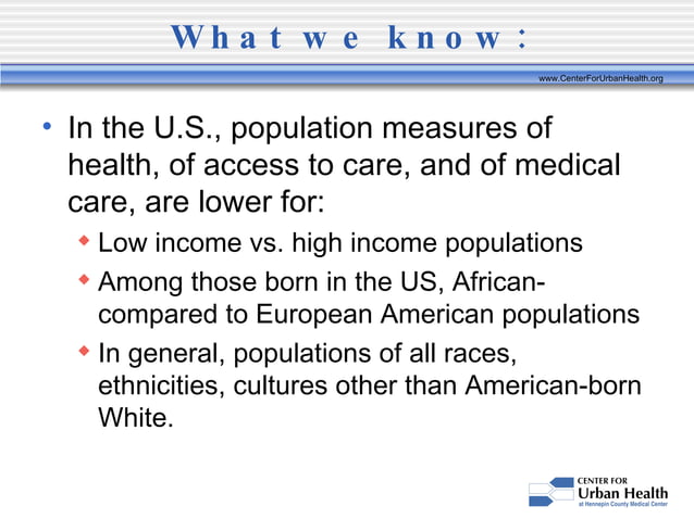 Population disparities in health & health care | PPT | Medical Health