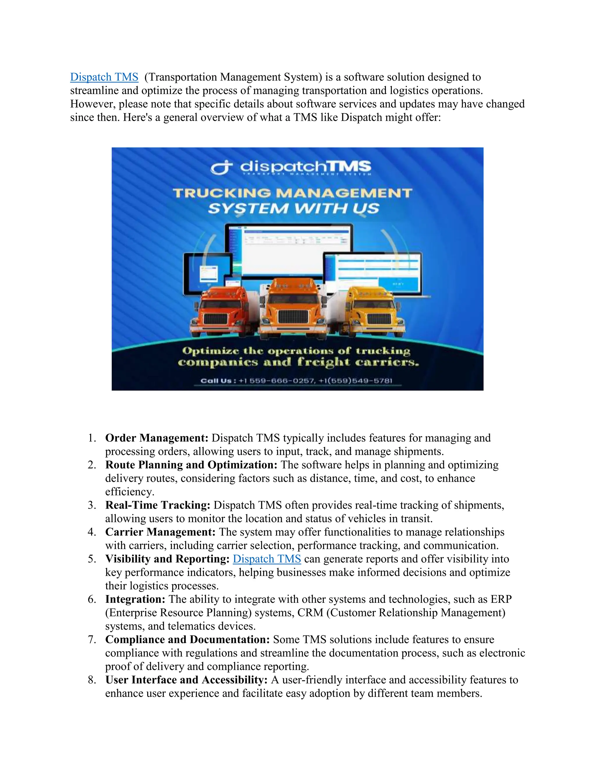 Trucking Dispatch Software - Dispatch TMS | DOCX