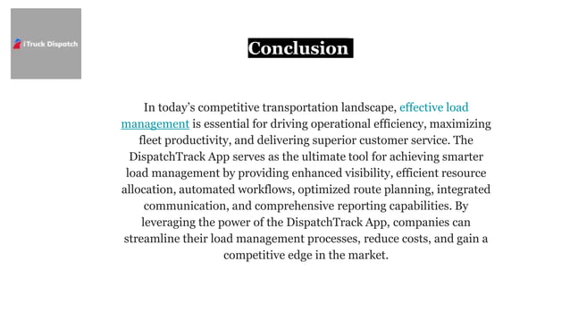 DispatchTrack App: The Ultimate Tool for Smarter Load Management | PPT