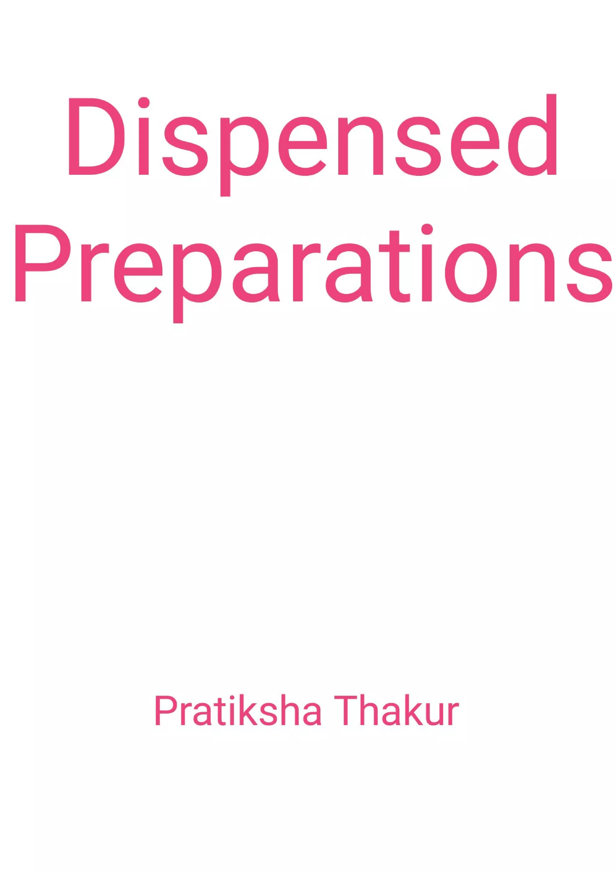 Dispensed Preparations | PDF