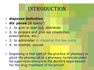 Pharmaceutical Dispensing Practice I pdf | PDF