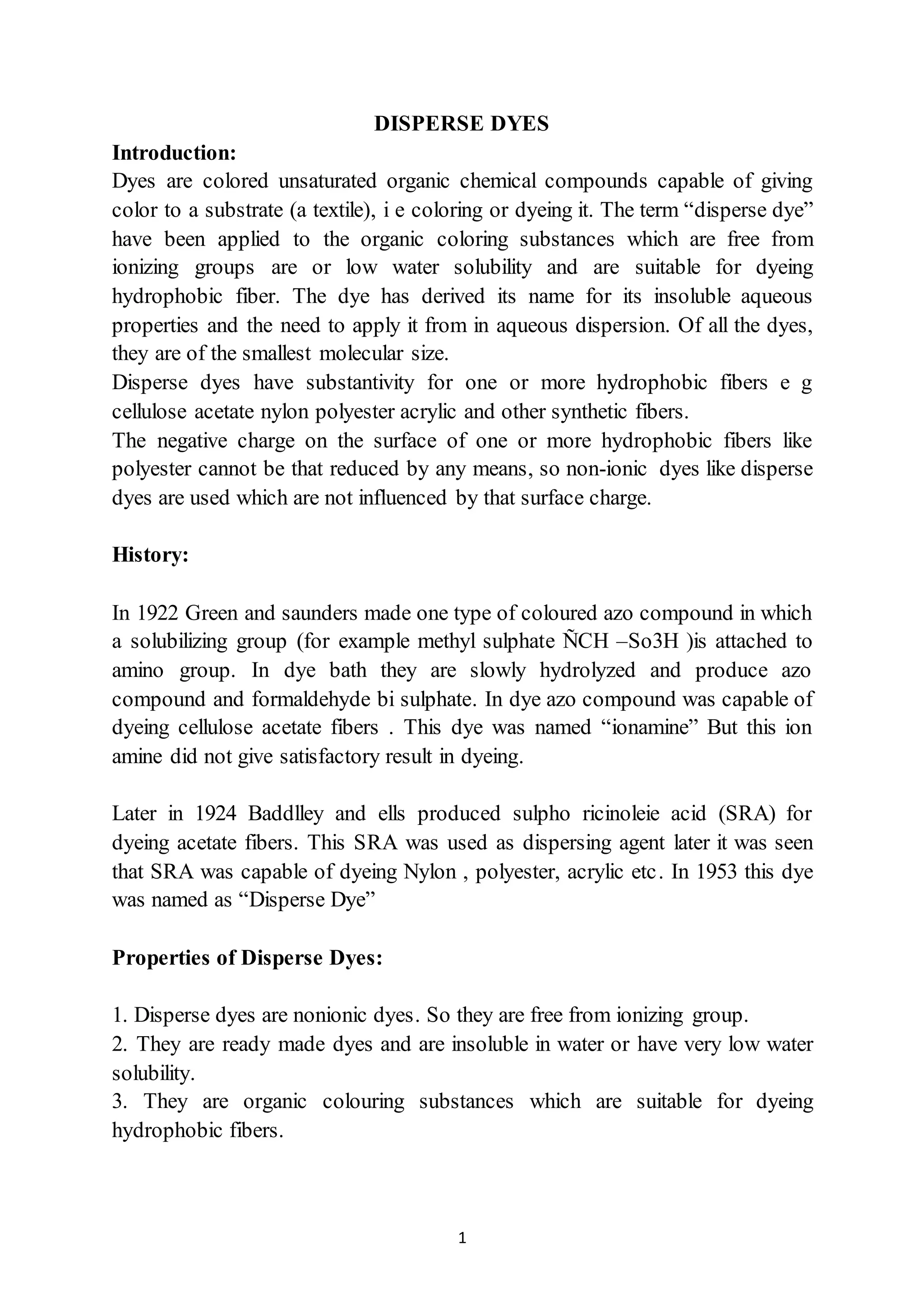 Disperse Dyes (Full PDF) | Disperse Dye | DOC