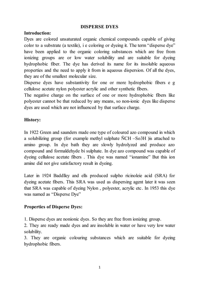 Disperse Dyes (Full PDF) | Disperse Dye | DOC | Physics | Science