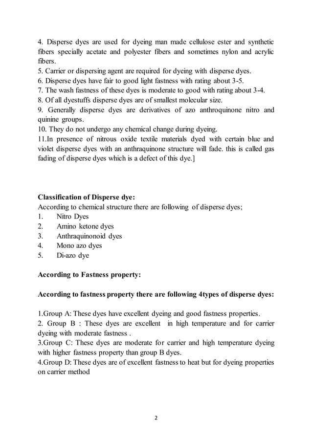 Disperse Dyes (Full PDF) | Disperse Dye | DOC | Physics | Science