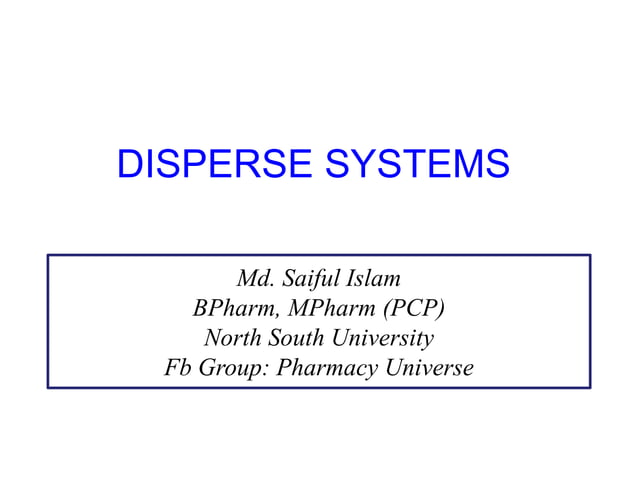 (Disperse systems) | PPT