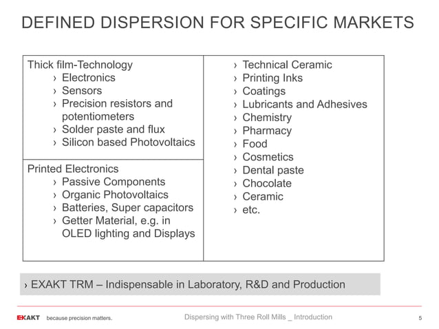 Dispersion Introduction with Three Roll Mills | PPTX | Chemistry | Science
