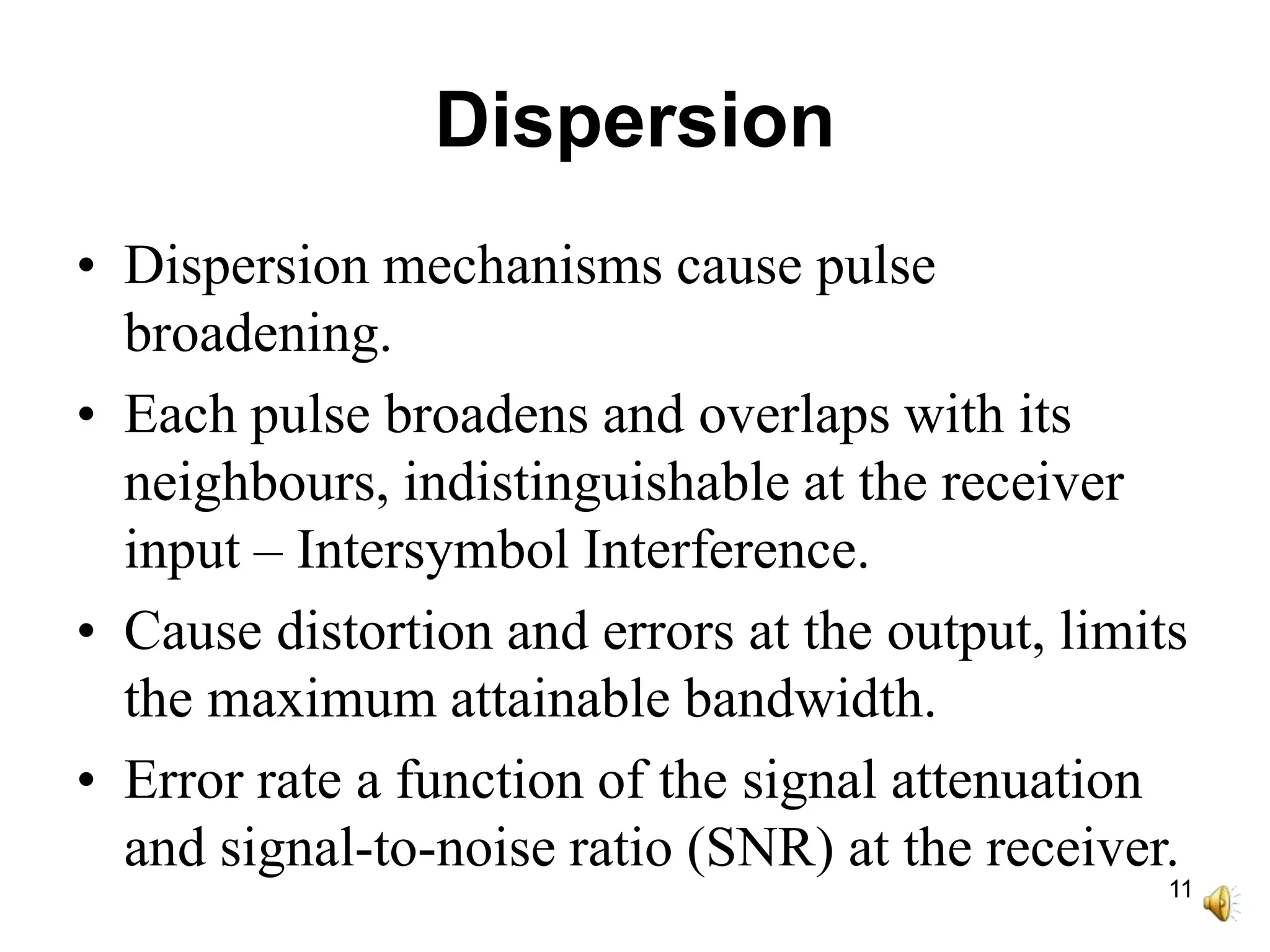 Dispersion in optical fibers | PPT