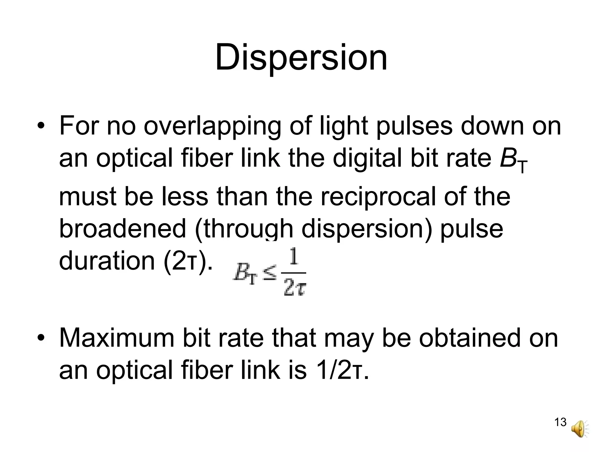 Dispersion in optical fibers | PPT