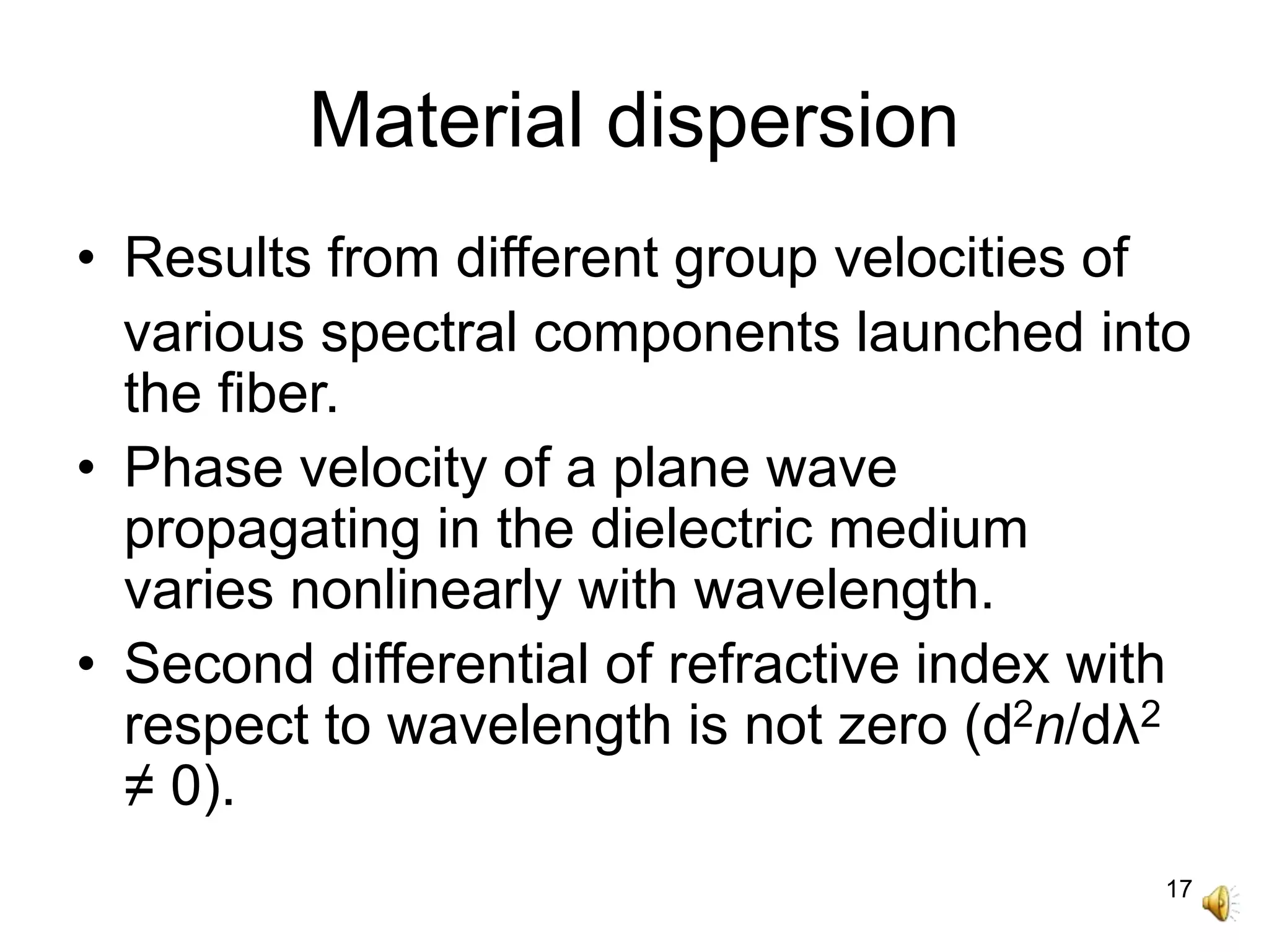 Dispersion in optical fibers | PPT