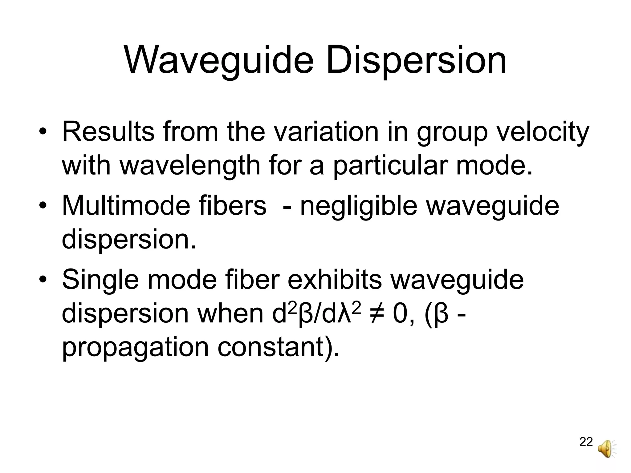 Dispersion in optical fibers | PPT