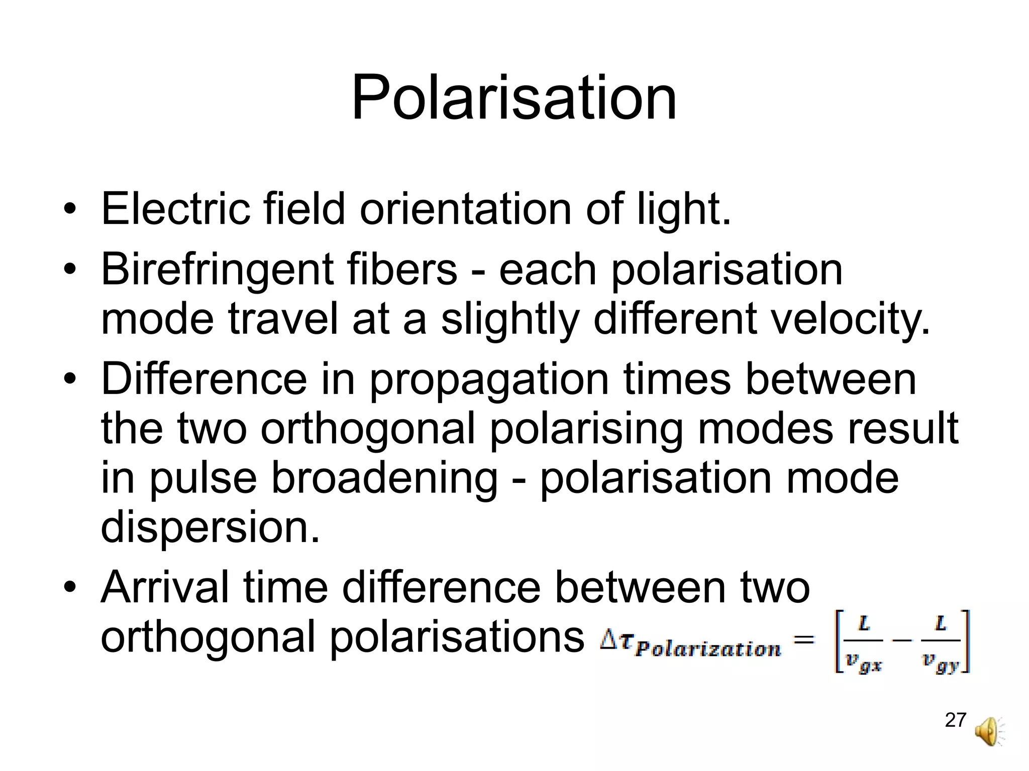 Dispersion in optical fibers | PPT