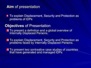 Displacement, Security And Protection As Problems Of Internally ...