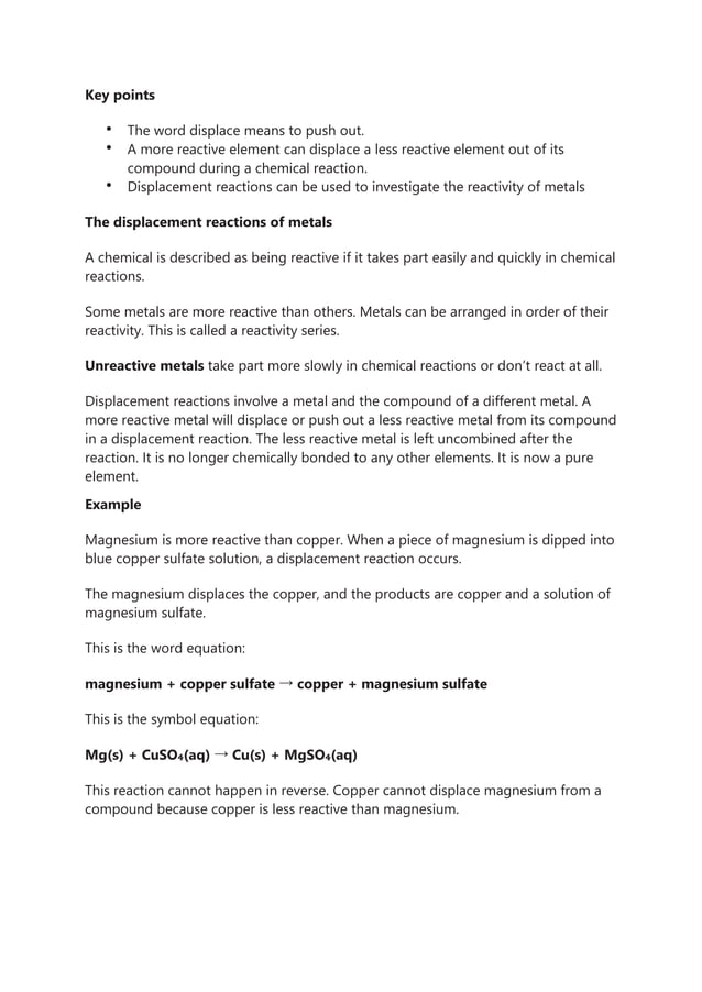 Displacement Reaction and Reactivity Series.docx