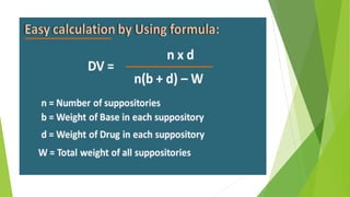 Displacement value of suppositories. | PPT