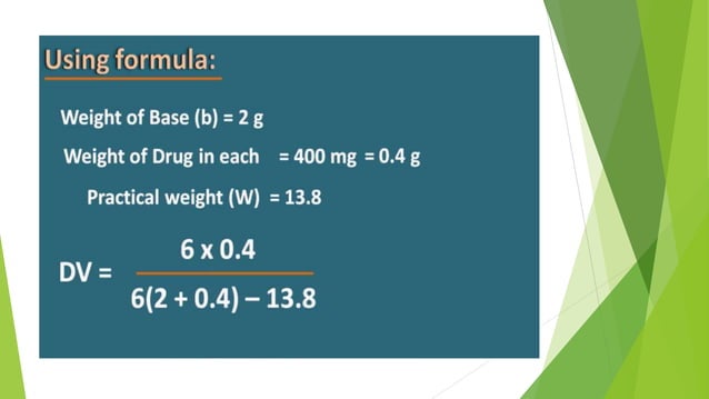 Displacement value of suppositories. | PPT