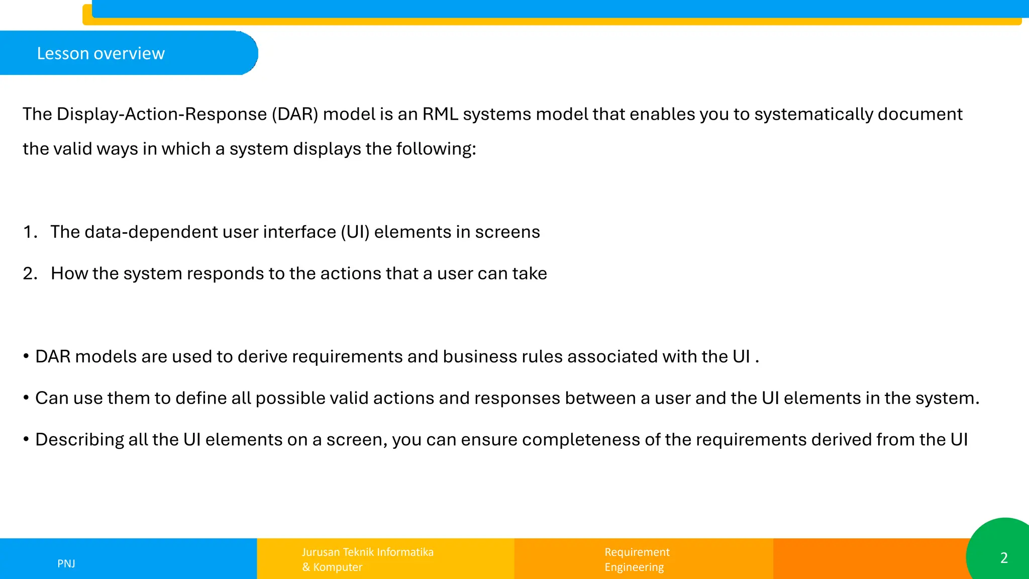 Display Action Response (DAR) in Requirement Engineering | PDF
