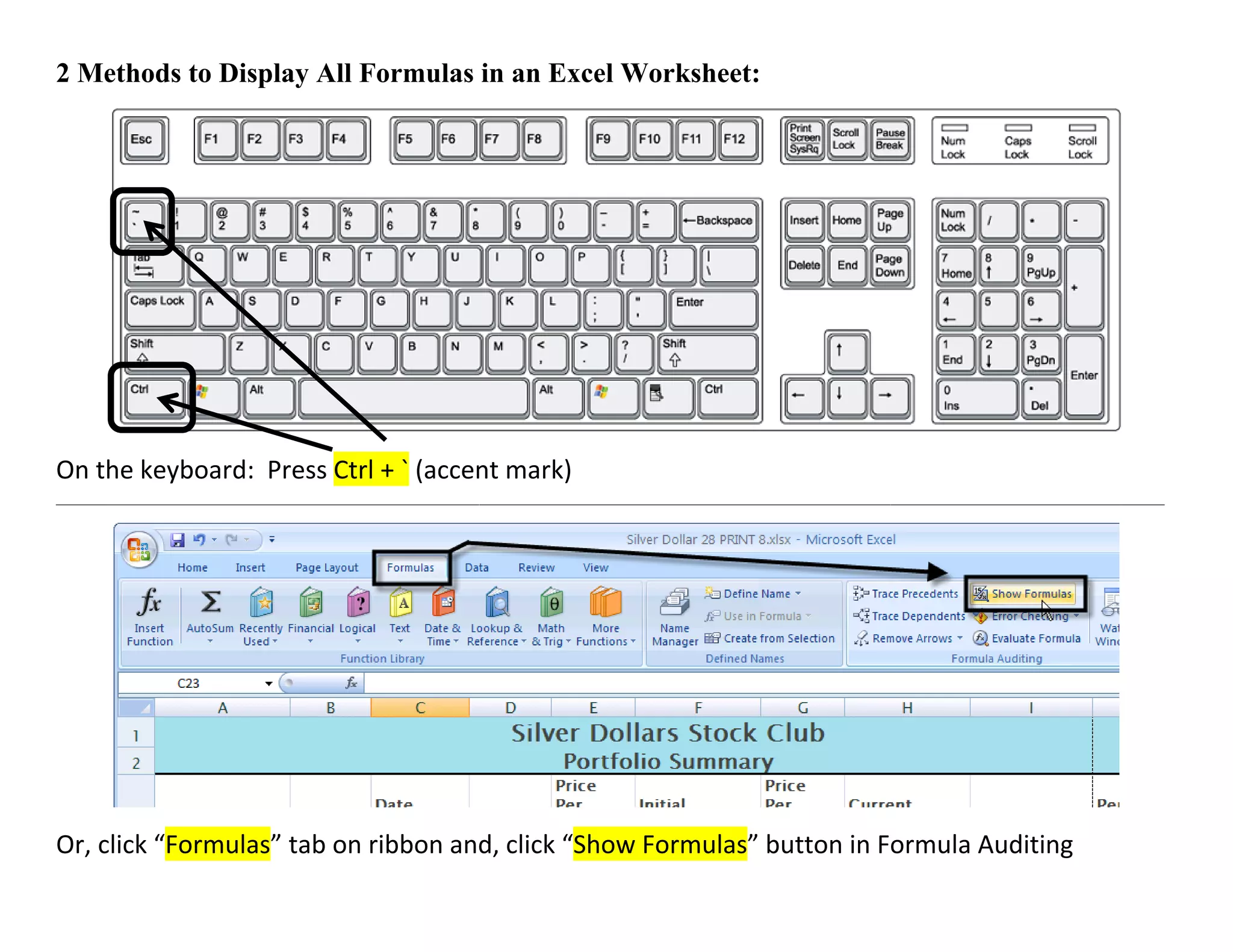 Display All Formulas Methods | PPT