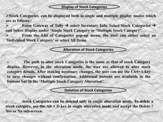 DISPLAY, ALTER AND DELETION OF STOCK CATEGORIES - R.D.Sivakumar | PPT