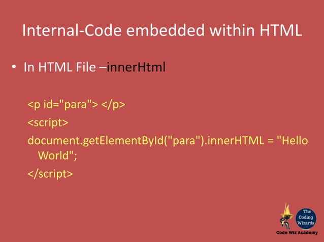 Displaying message on web page in Javascript | PPT