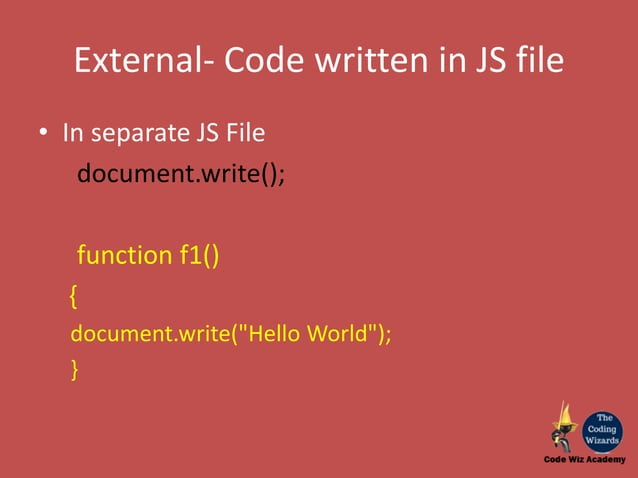 Displaying message on web page in Javascript | PPT Displaying message on web page in Javascript | PPT