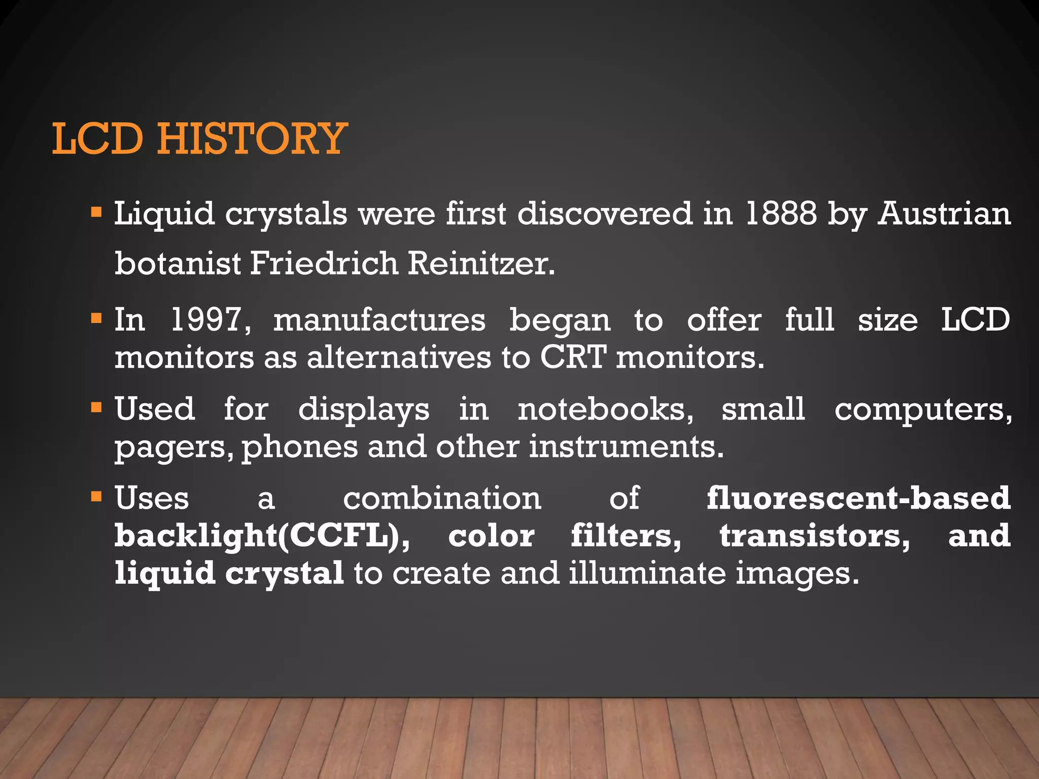 OUTPUT DEVICES: MONITORS (CRT, LCD, LED, PLASMA) | PDF