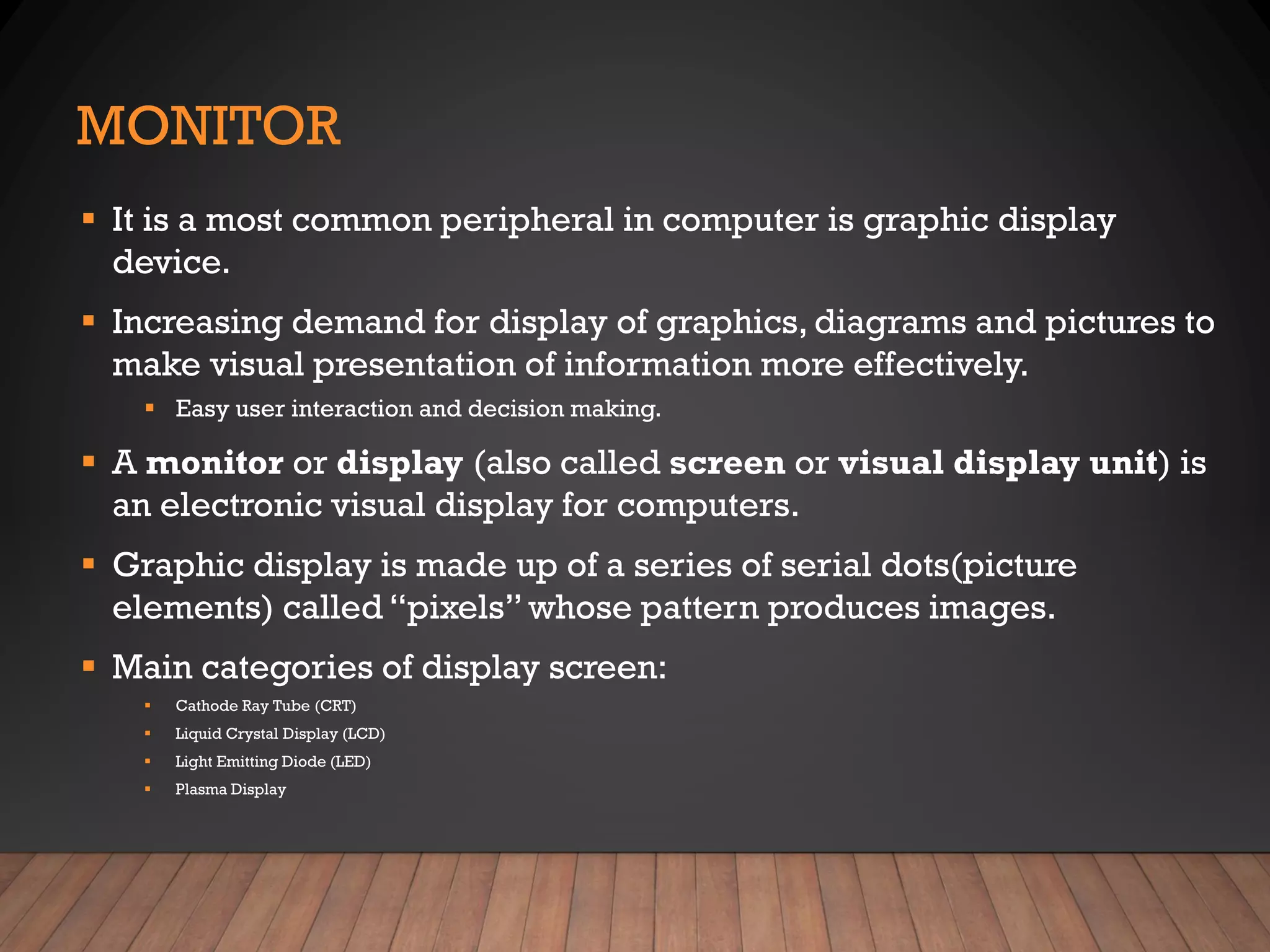 OUTPUT DEVICES: MONITORS (CRT, LCD, LED, PLASMA) | PDF