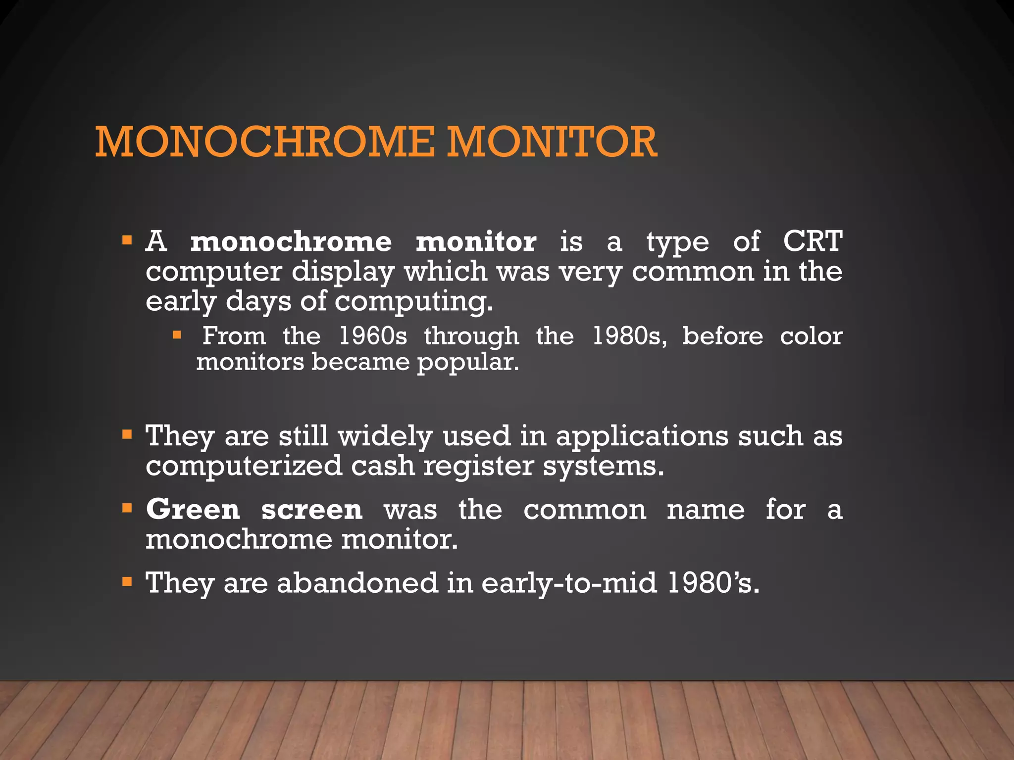 OUTPUT DEVICES: MONITORS (CRT, LCD, LED, PLASMA) | PDF