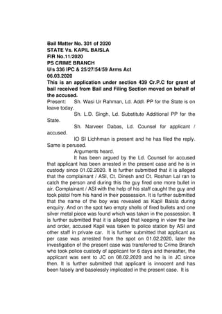 Kapil Gujjar gets bail | PDF