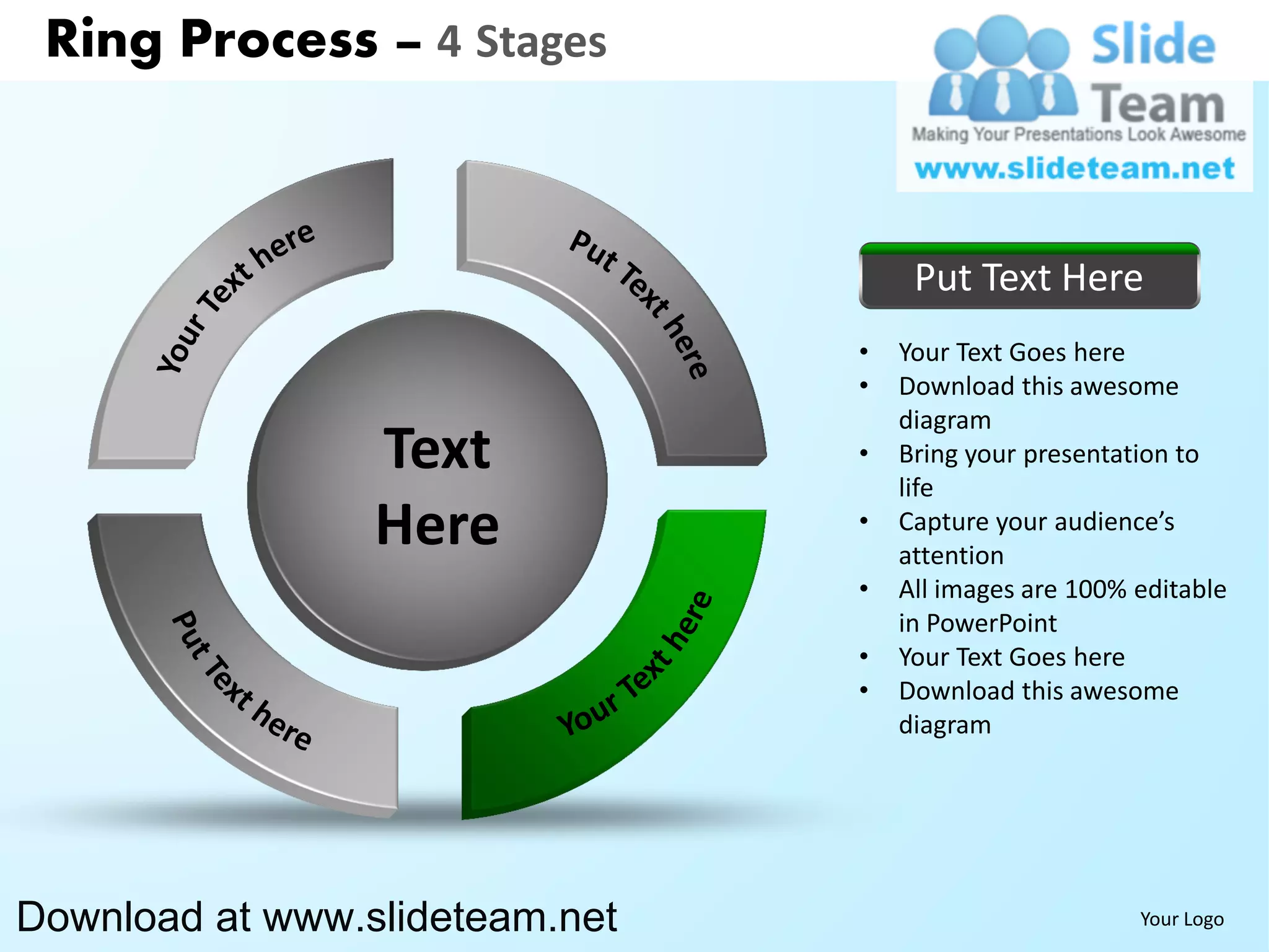 Display pie chart process 4 stages powerpoint presentation slides and ...
