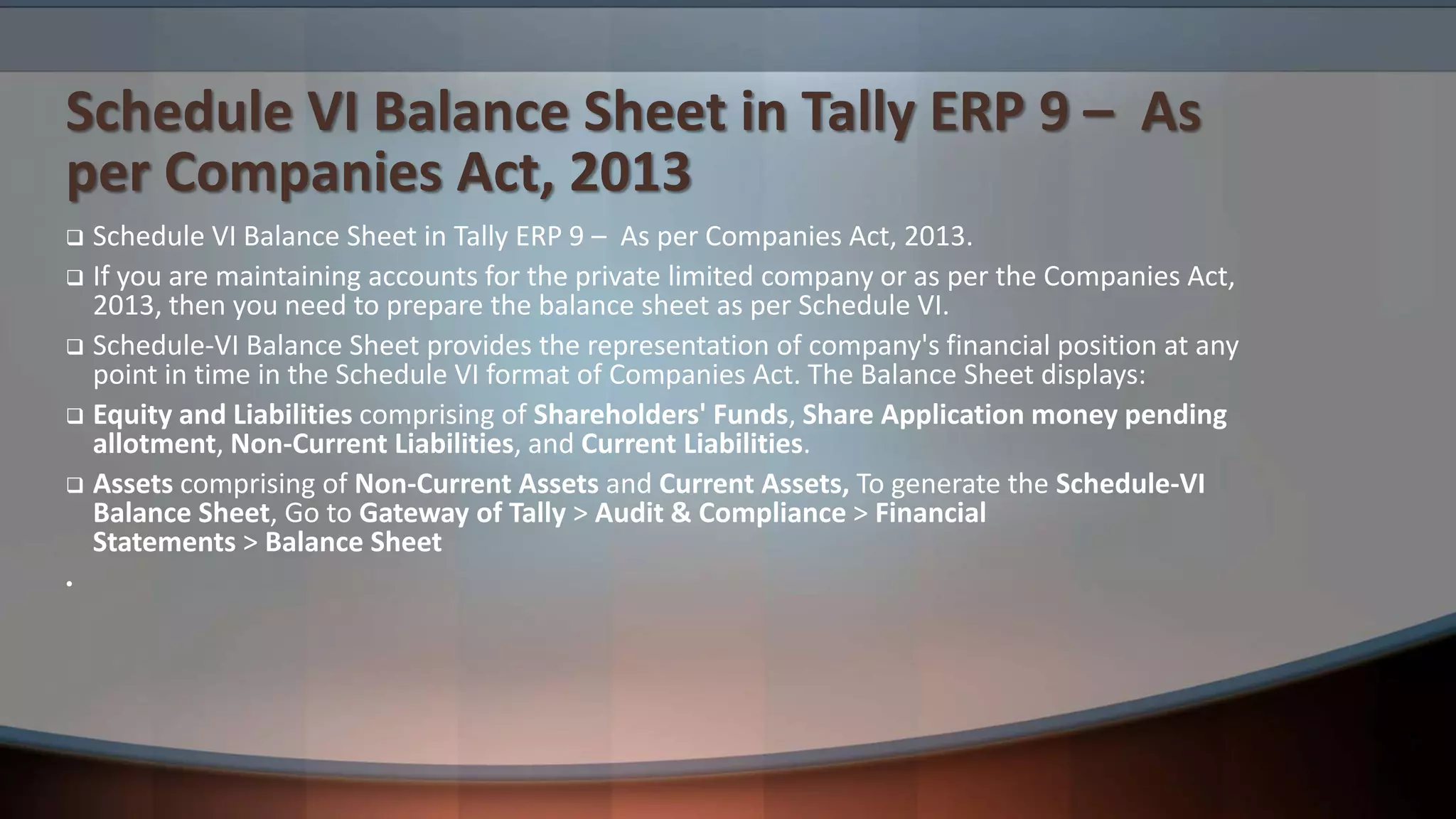Display reports in tally | PPTX