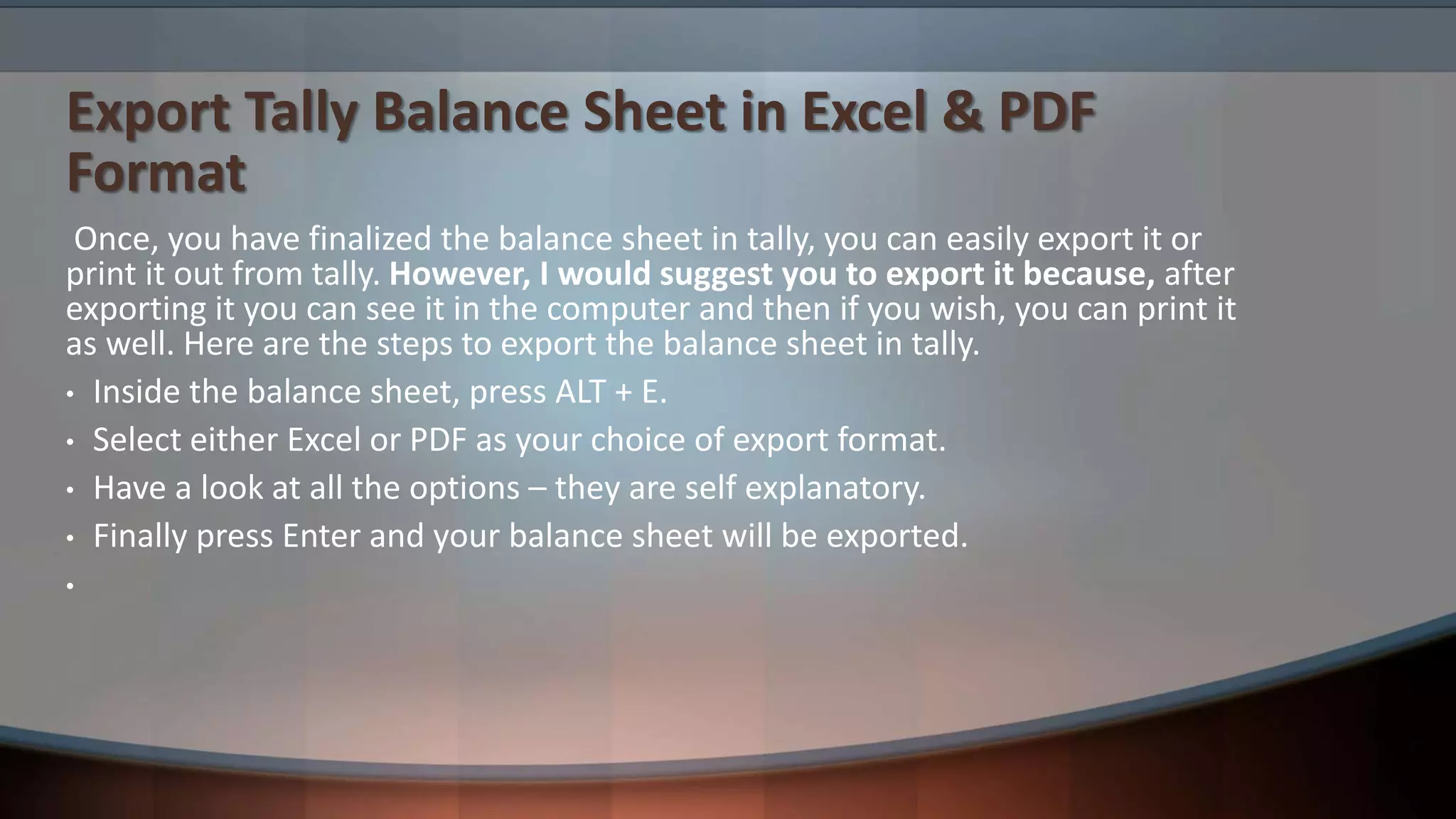 Display reports in tally | PPTX