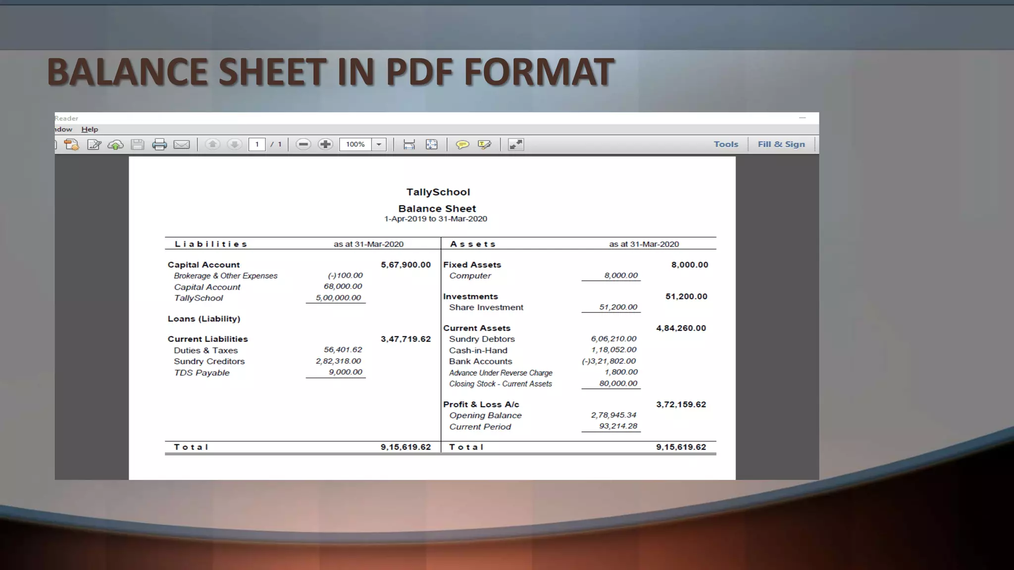 Display reports in tally | PPTX