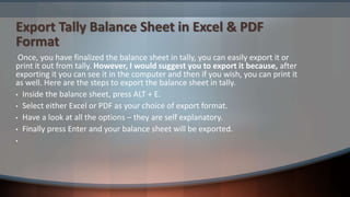 Display reports in tally | PPTX