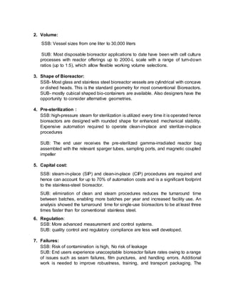 Disposable bioreactors VS stainless steel bioreactors | DOCX | Biotech ...