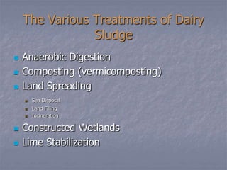 Disposal of dairy sludge | PPTX