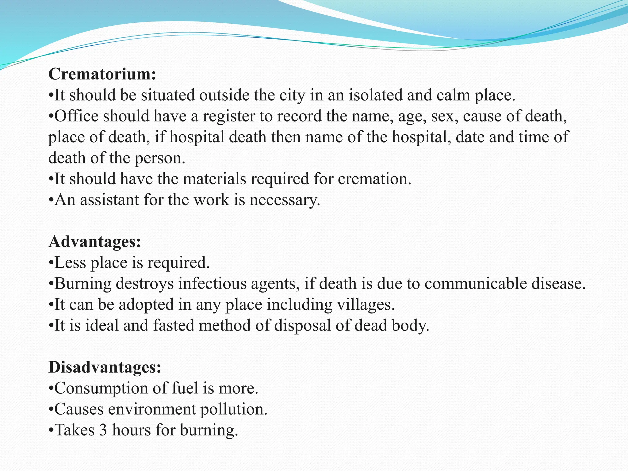 DISPOSAL OF DEAD BODY METHODS. ENVIRONMENT pptx | PPTX