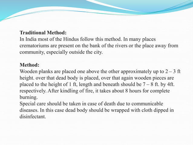 DISPOSAL OF DEAD BODY METHODS. ENVIRONMENT pptx | PPTX