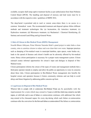 Disposal of medical waste the role of citizens - the legal issues | PDF