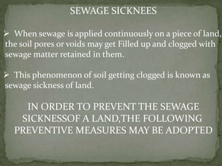 Disposal of sewage on land | PPTX