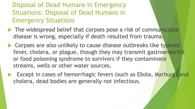 Disposal of the Dead | PPTX | First Aid | Injuries