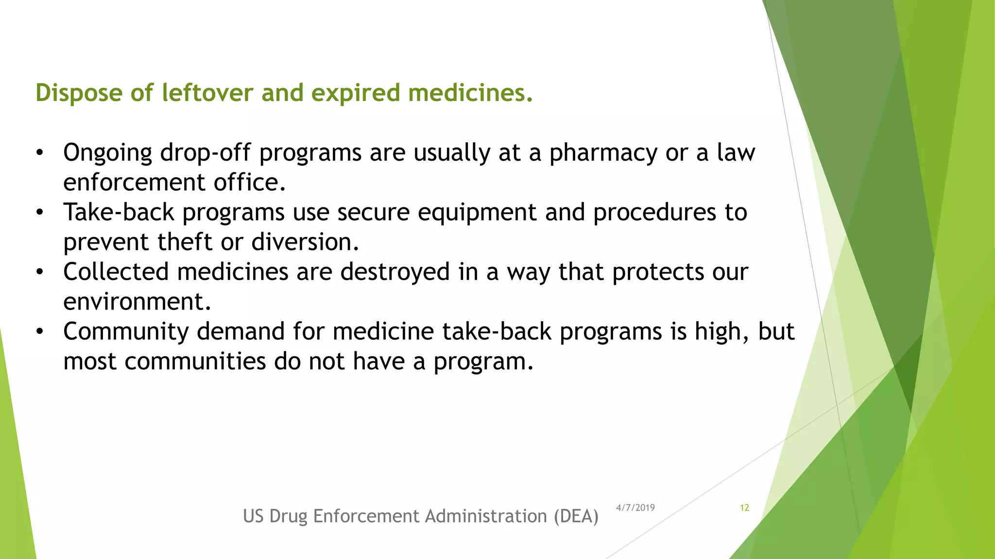 Disposal of unused medicines | PPTX