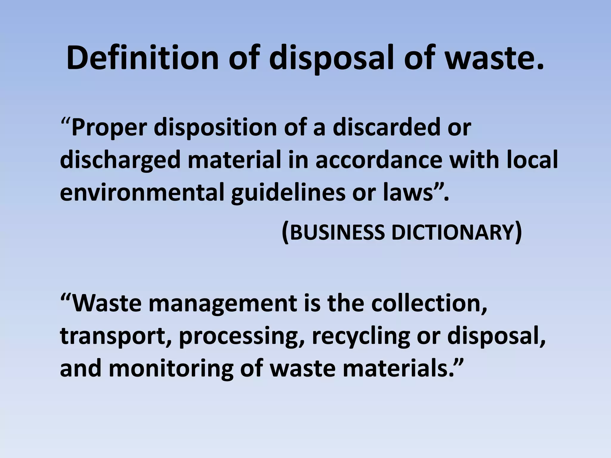 Disposal of waste | PPT