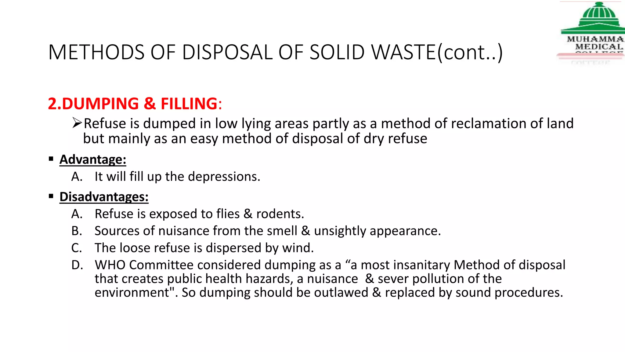 Disposal of waste | PPTX