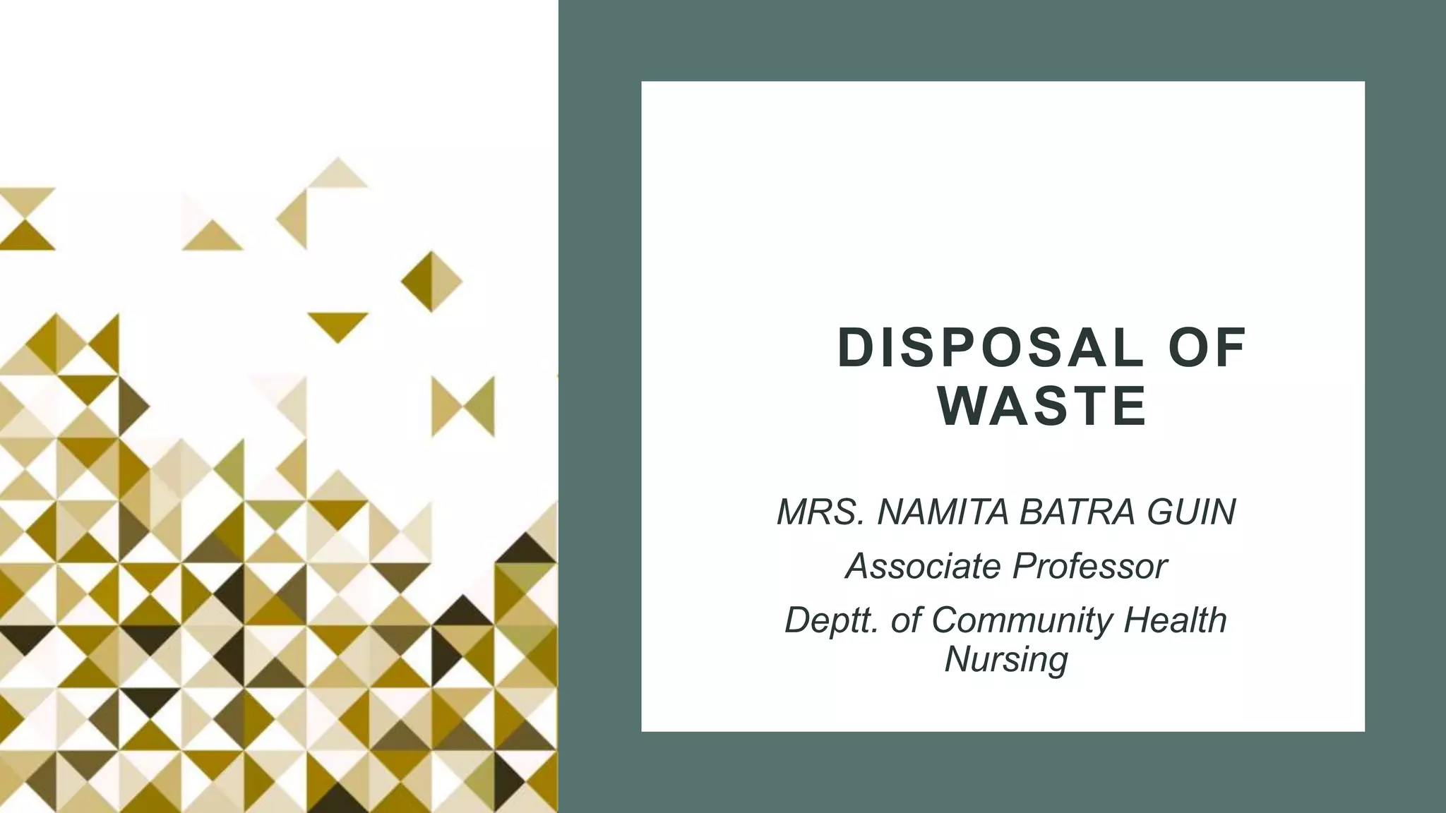 Disposal of waste | PPTX